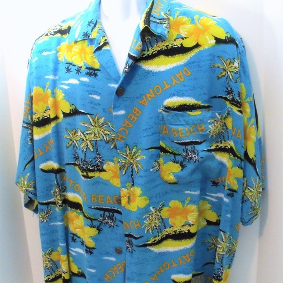 Island Planet | Shirts | Mens Blue Shirt Hawaiian Style Sz Xl Palm ...